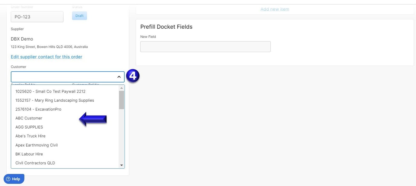 Create a New Order on Docketbook Website